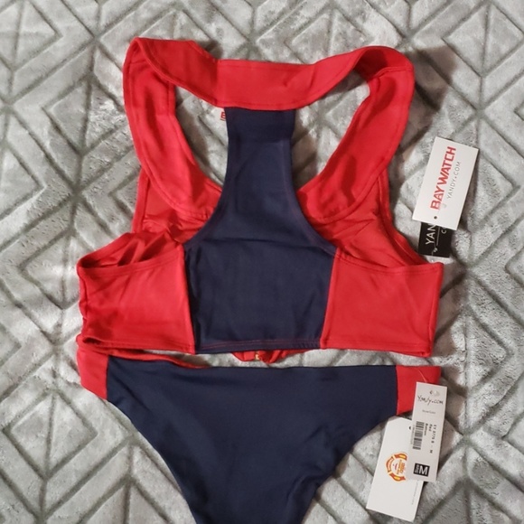 Mapale | Swim | Baywatch Lifeguard Bikini Lm Zip Front Red Navy | Poshmark
